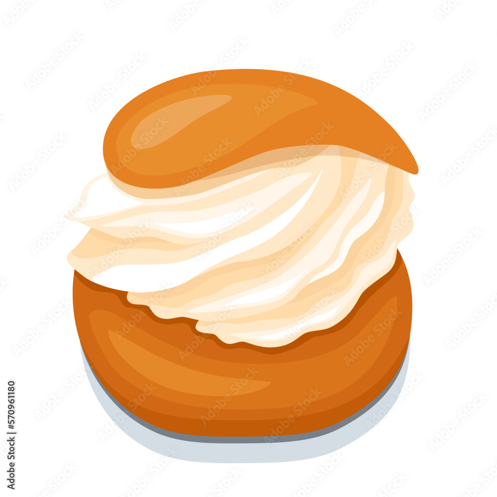 Vector semla icon, traditional swedish bun, scandinavians sweets ...