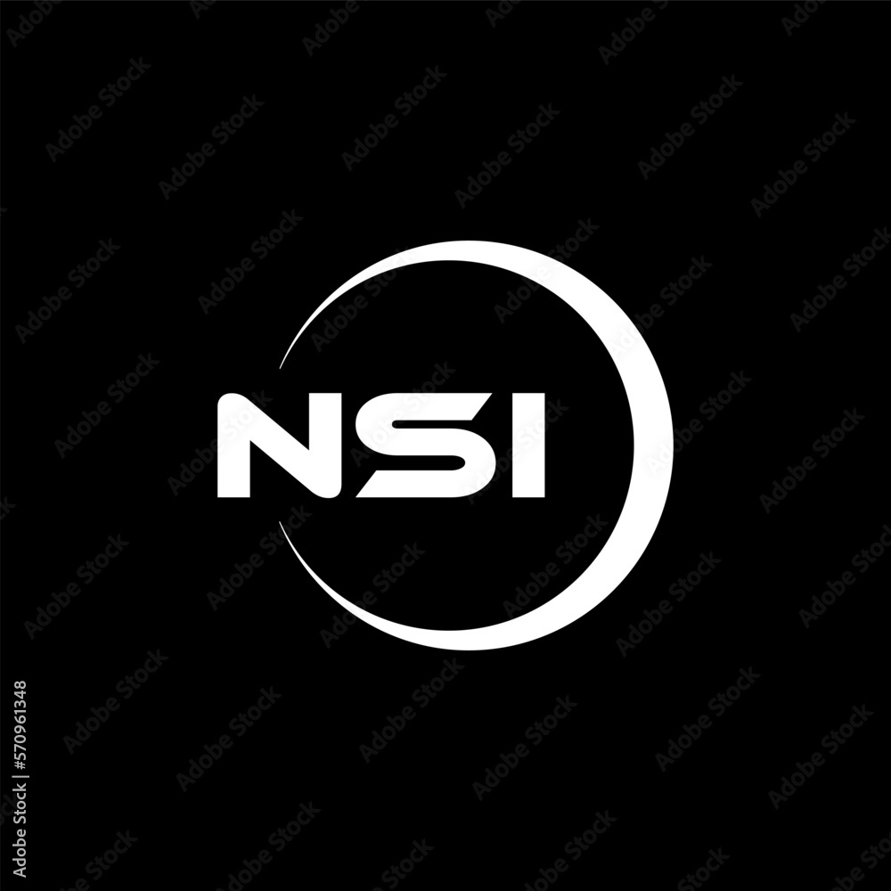 NSI letter logo design with black background in illustrator, cube logo ...