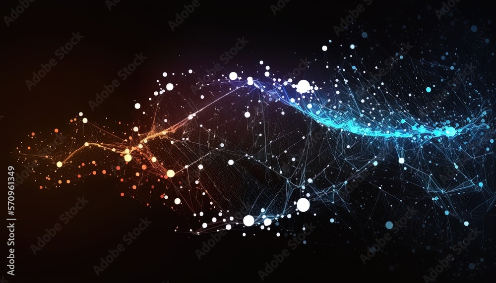 Abstract digital data mesh particle dots network background wallpaper ...