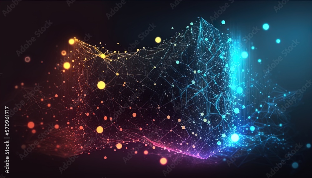 Abstract digital data mesh particle dots network background wallpaper ...