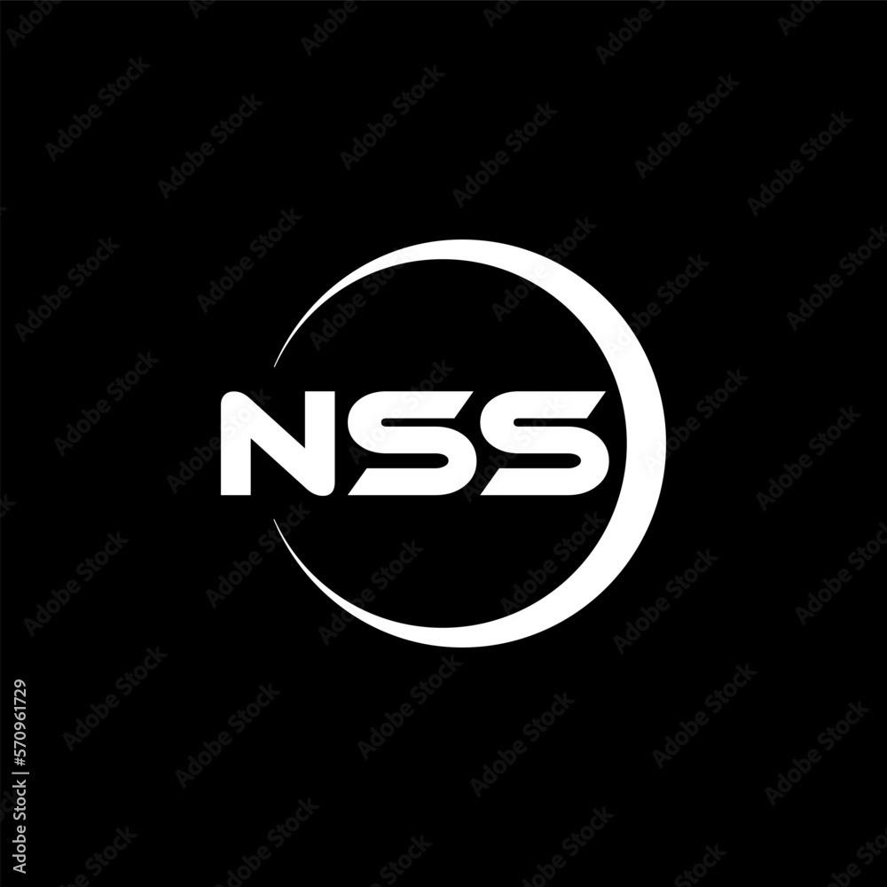 NSS letter logo design with black background in illustrator, cube logo ...