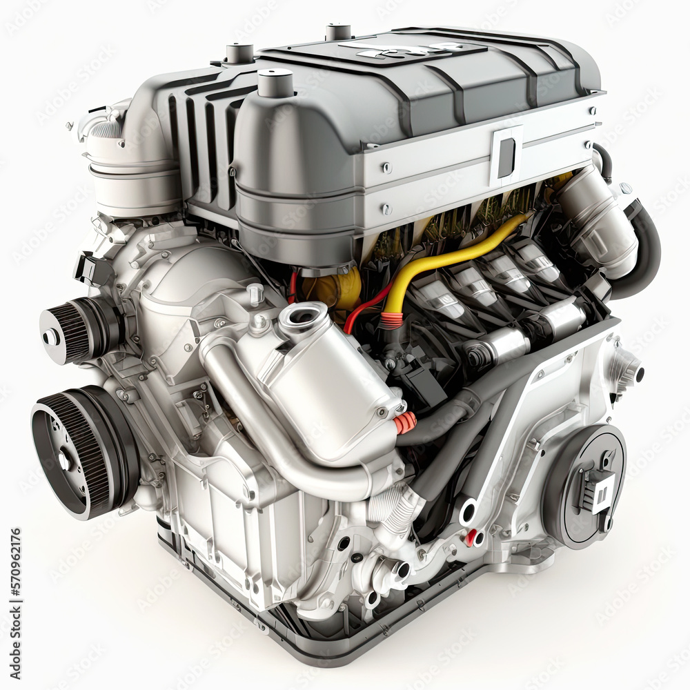 AI generated photo of isolated machine engine, complex internal ...