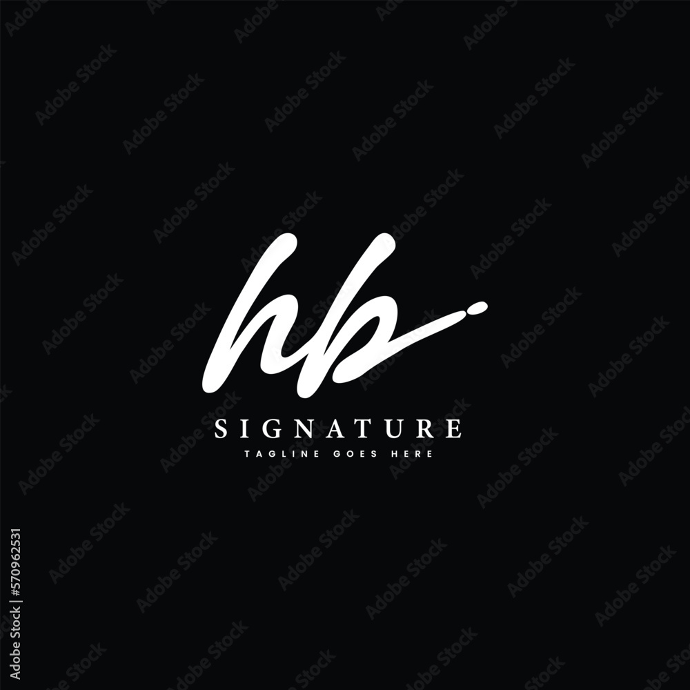 H, B, HB Initial letter handwriting and signature vector logo Stock ...