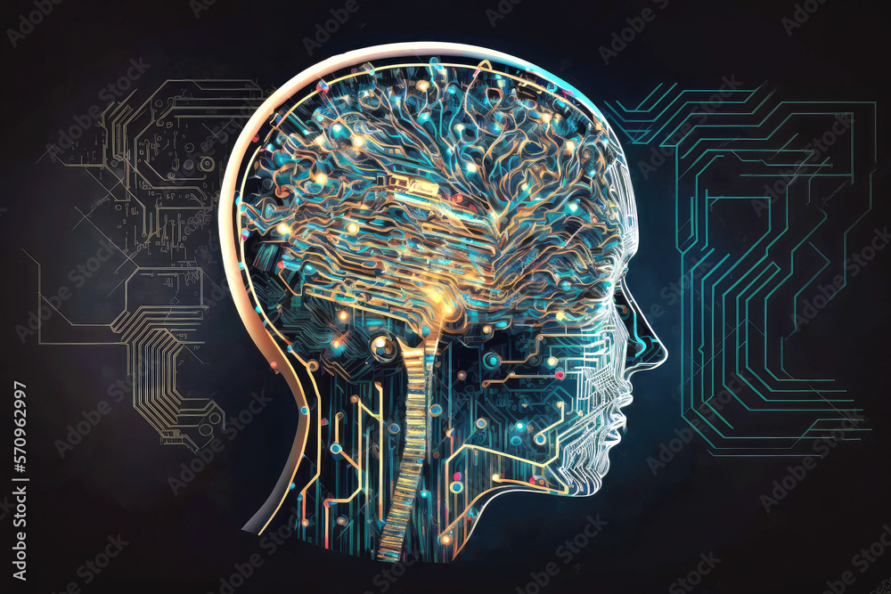 Artificial intelligence and data concept . Concept of future digital transformation , disruptive ...