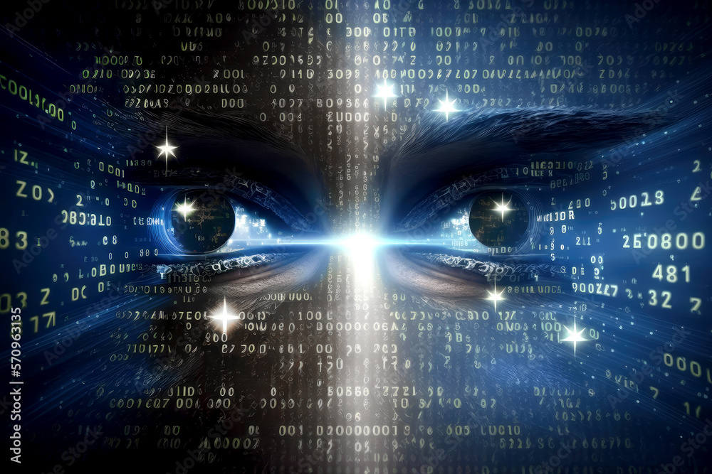 Artificial intelligence and data concept . Concept of future digital transformation , disruptive ...