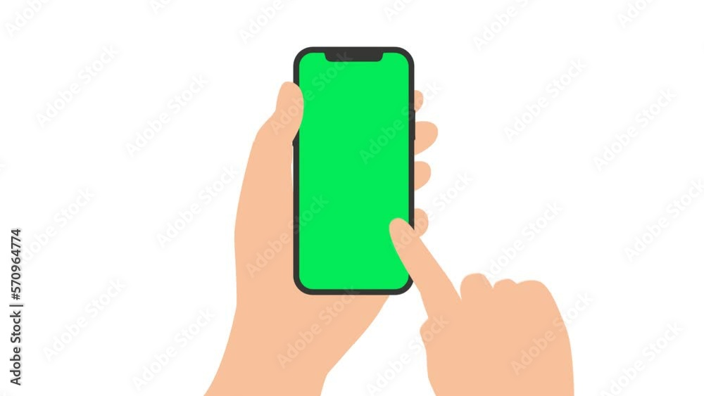 Finger clicking in green screen of the mobile. Green screen mockup ...