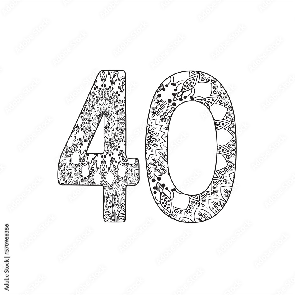 Mandala number coloring page for kids and adult Stock Vector | Adobe Stock