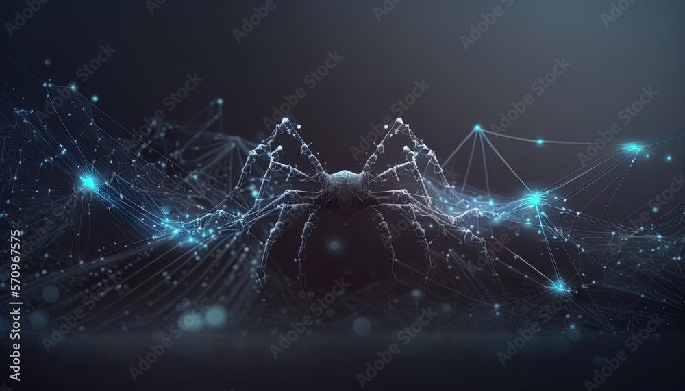 Ilustracja Stock: Cyber microchip spider networked on a digital data ...