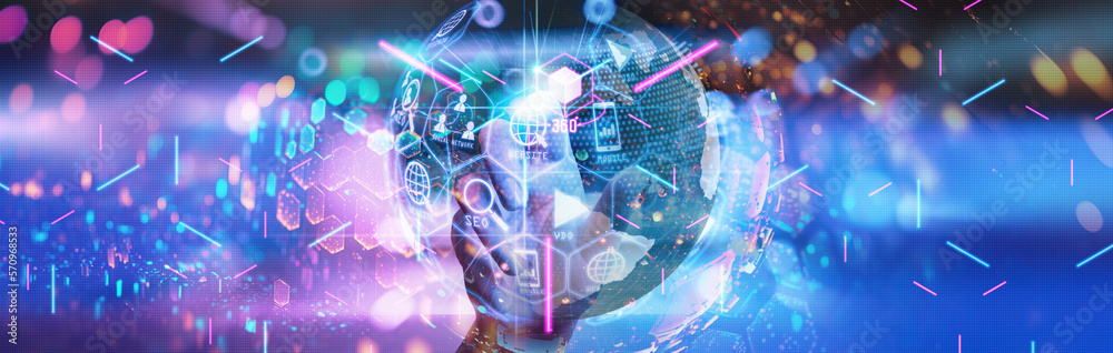 Metaverse digital cyber world technology concept businessman success ...