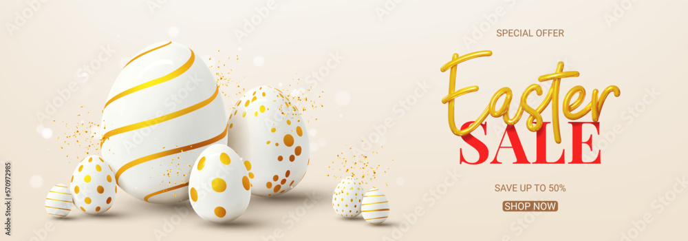Vector banner for Easter sale. Vector holiday illustration with ...