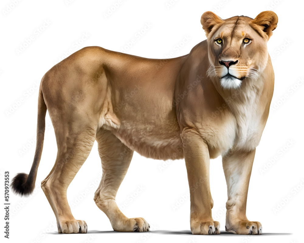Female lion, transparent background. Generative AI Stock Illustration ...