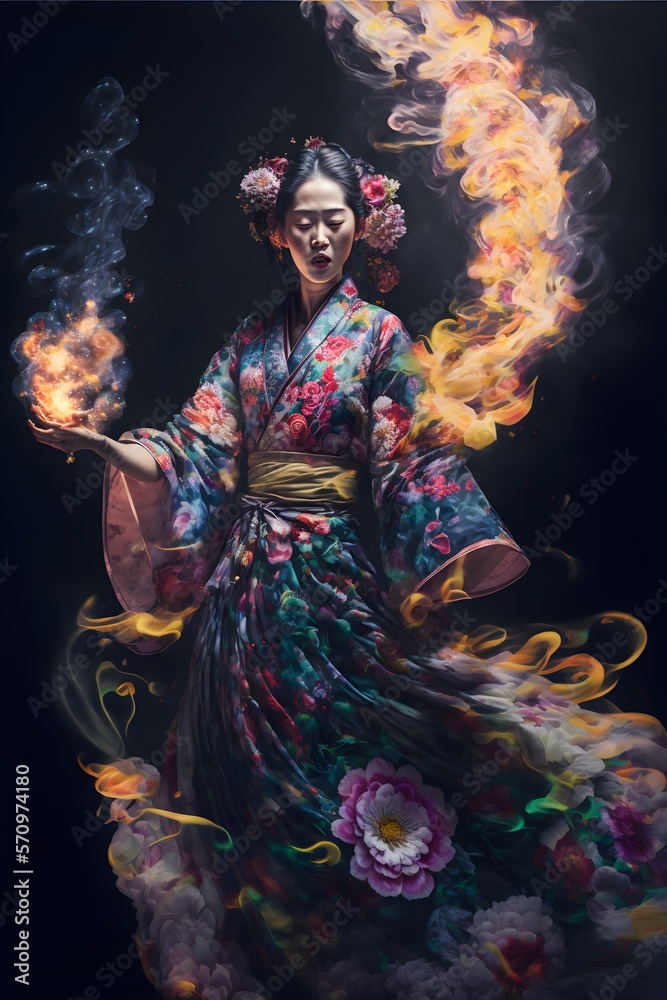 editorial photography Japanese goddess of the joy cheerfulness magic ...