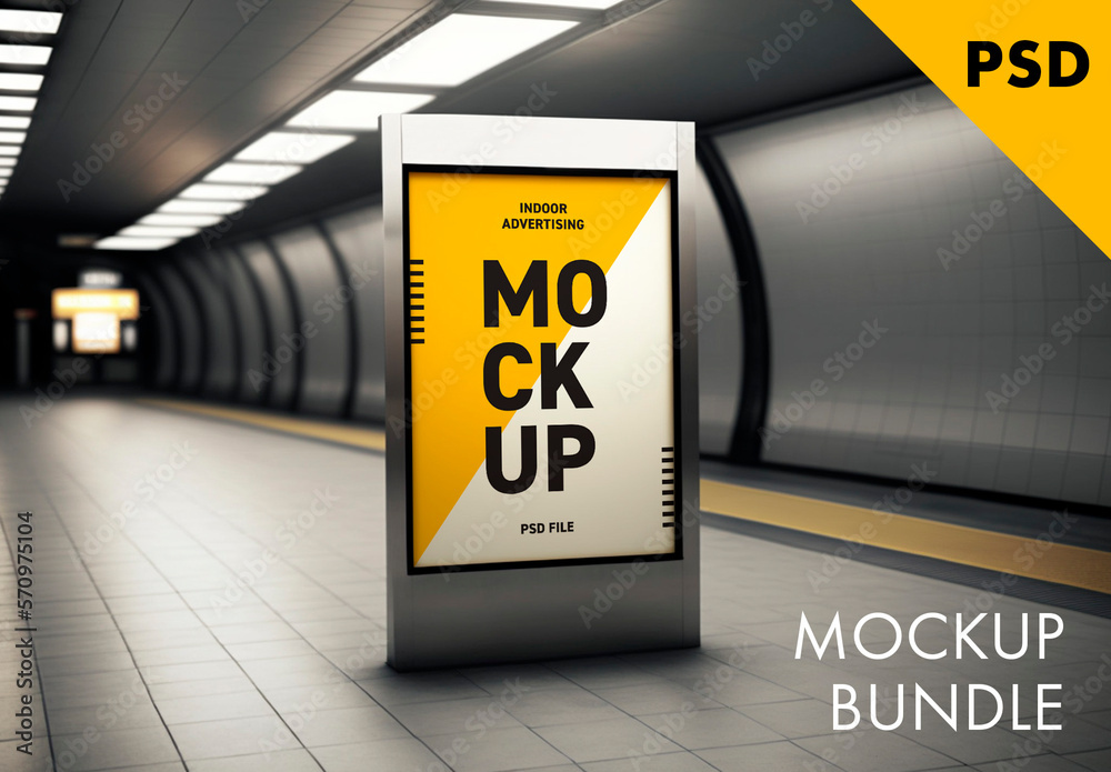 Underground subway station Advertising mockup set with Generative AI ...