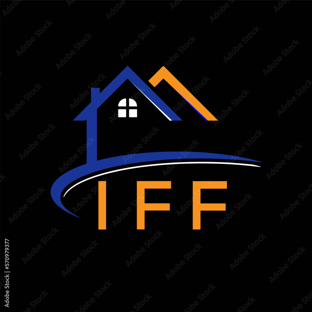 Vecteur Stock IFF house logo, letter logo. IFF blue image on black ...