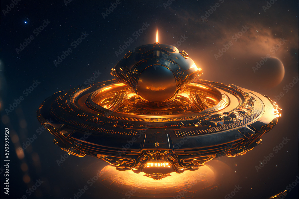 Generative AI Large Alien UFO in deep space Stock Illustration | Adobe ...