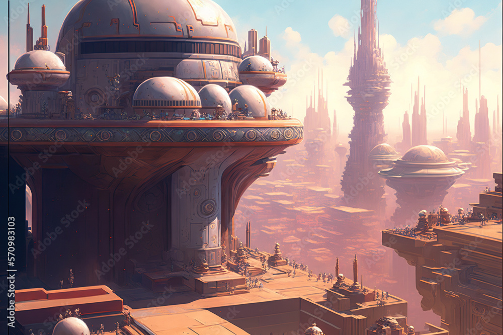 Sci-fi movie fantasy city building with outer star architecture from ...