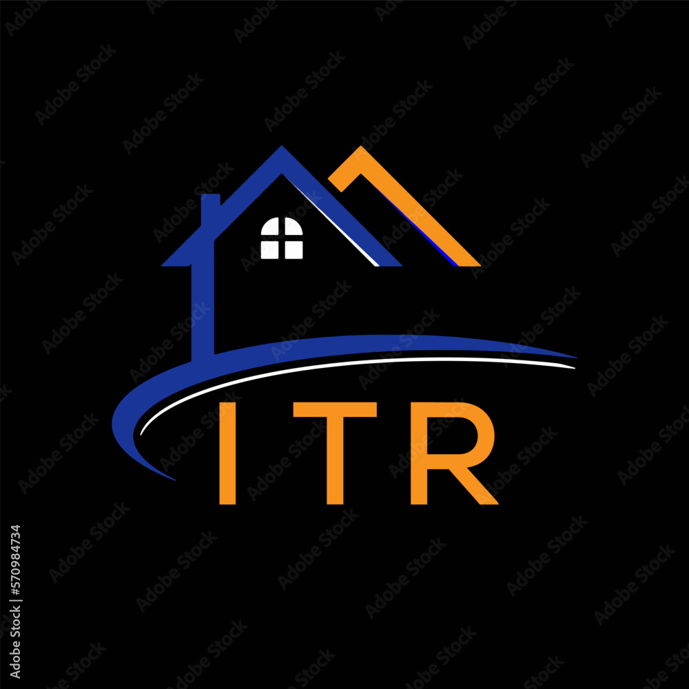 ITR house logo, letter logo. ITR blue image on black background and ...