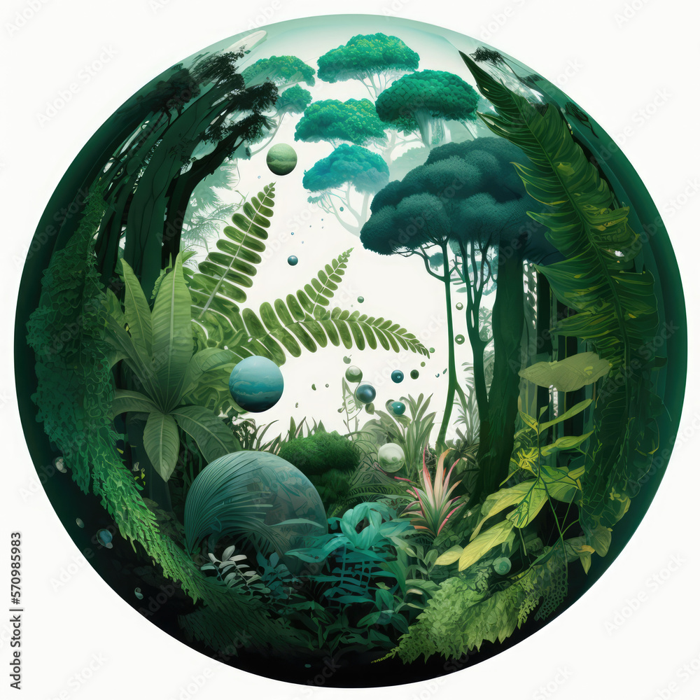 Tropical Rainforest Biodiversity Sphere Illustration: Showcasing Nature's Richness and Diversity ...