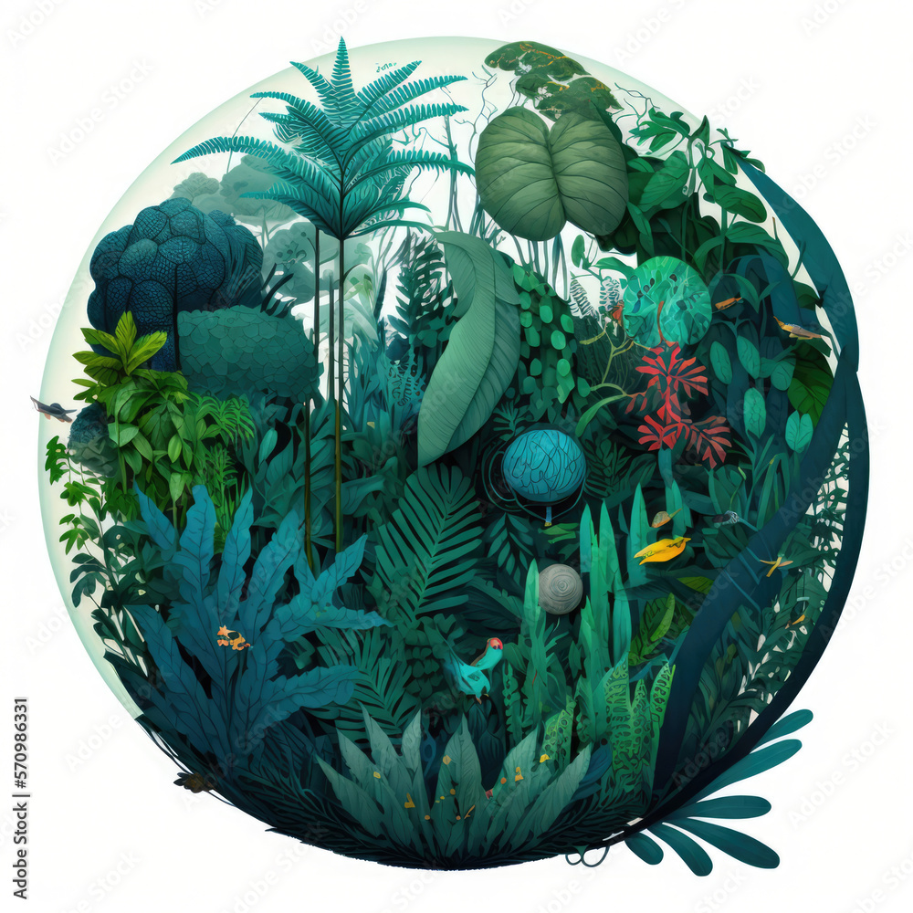 Tropical Rainforest Biodiversity Sphere Illustration: Showcasing Nature's Richness and Diversity ...