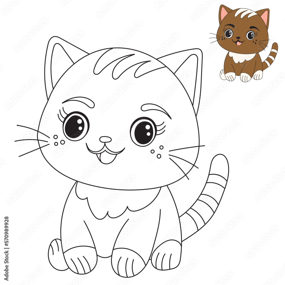 kitten cartoon coloring book isolated Stock Vector | Adobe Stock