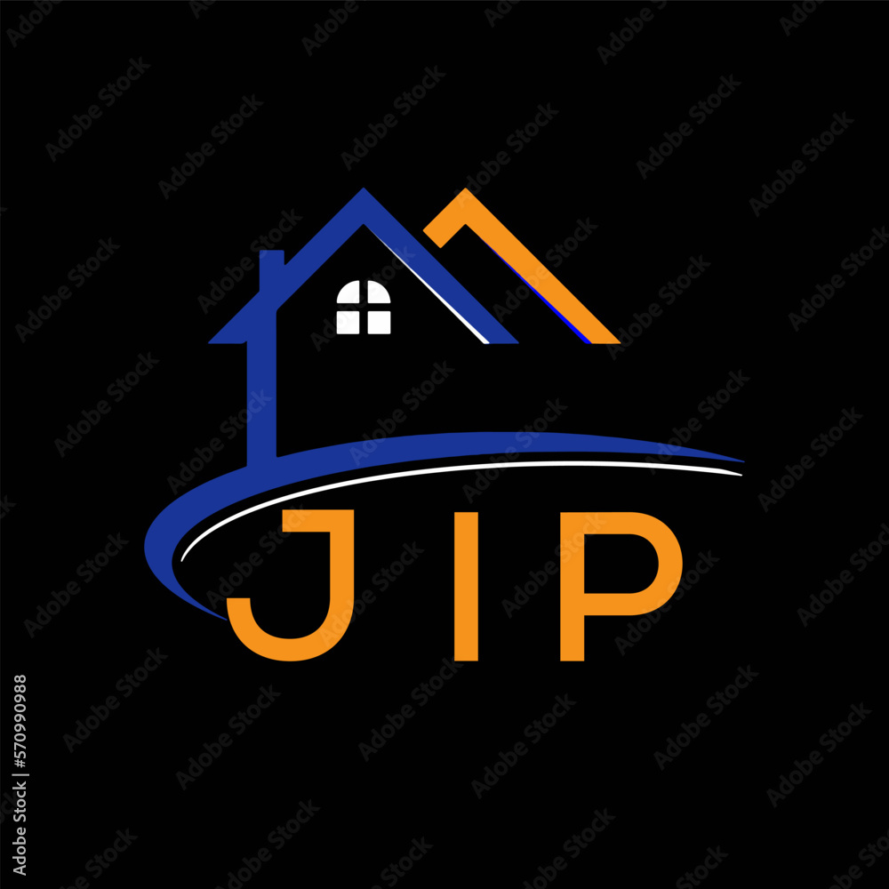 Vecteur Stock JIP house logo, letter logo. JIP blue image on black ...