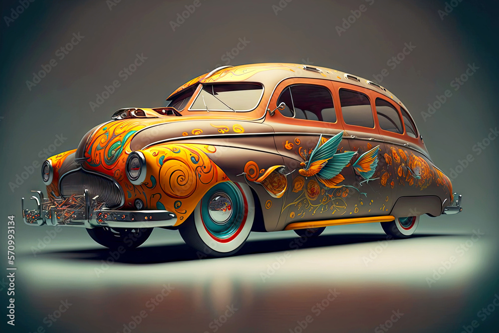 unique and unusual hot rods car decorated with drawings and figures ...