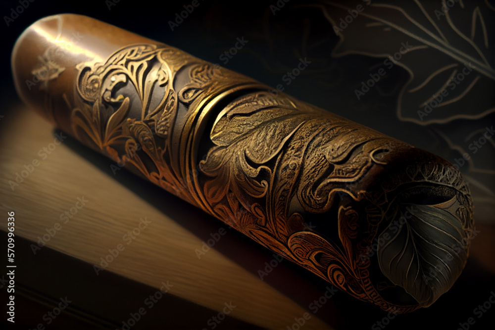 Cuban cigar with smoke, close up view with details, atmospheric light ...