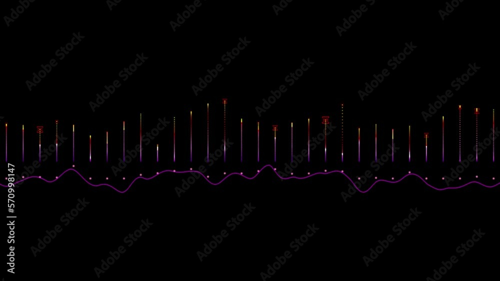 Audio waveform equalizer on dark background loop animation. Music or ...