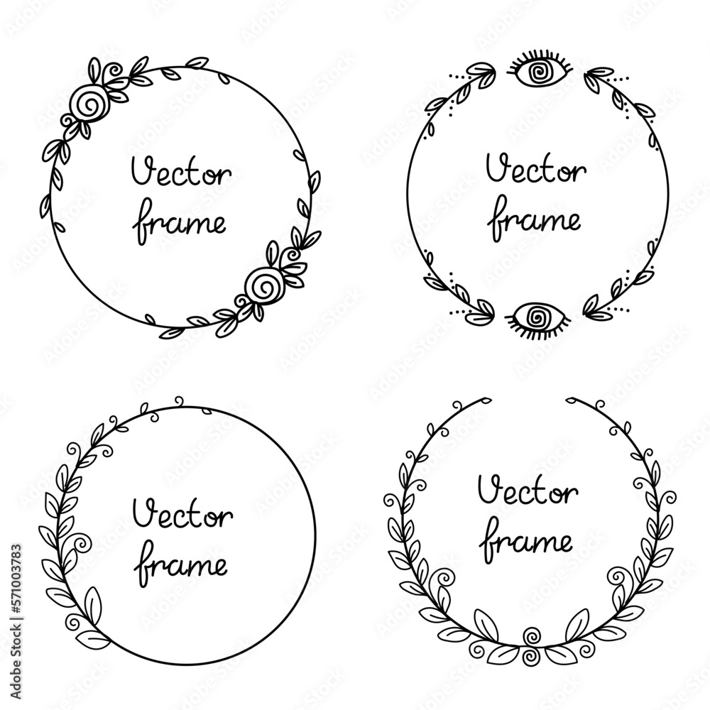 Vector set of round emblems in a modern style of interlaced lines and ...