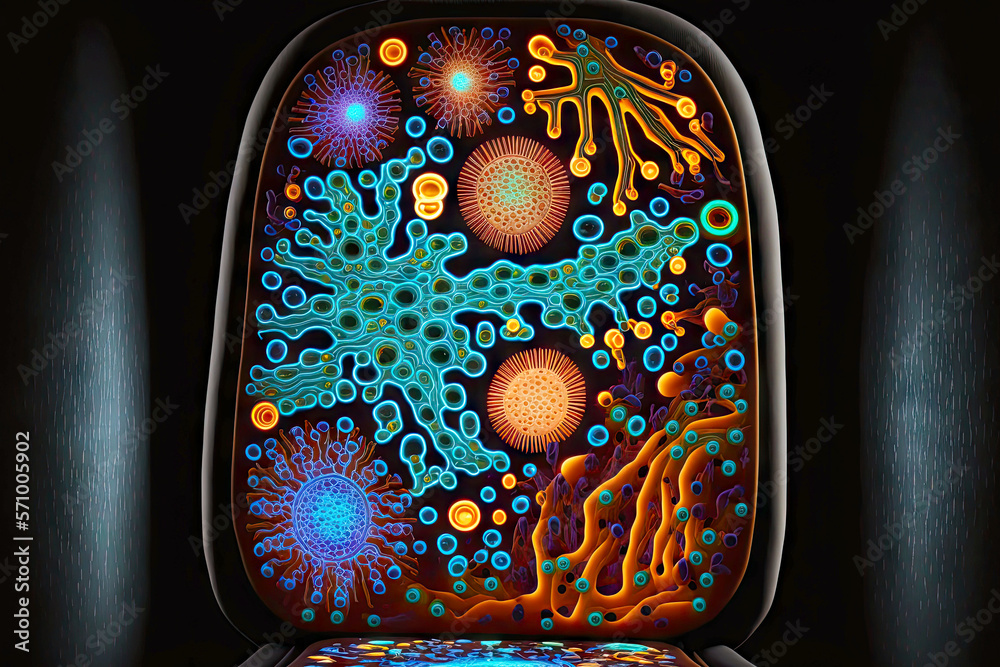 light microscopy magnification of bacteria in the cabin on seat cushion ...