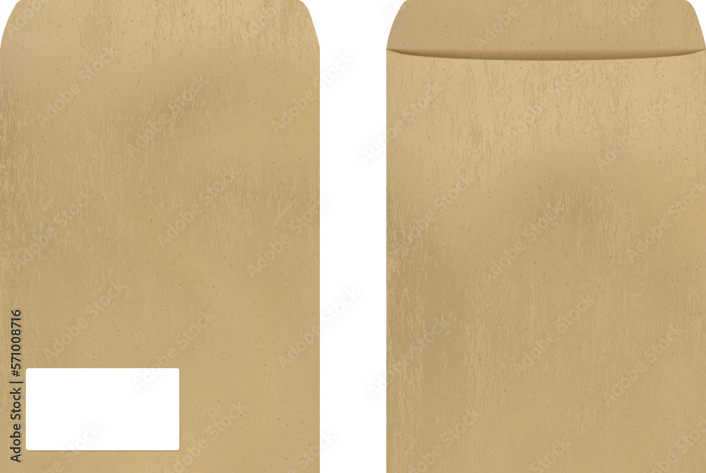 Vertical front and back manila envelope with place for address isolated ...