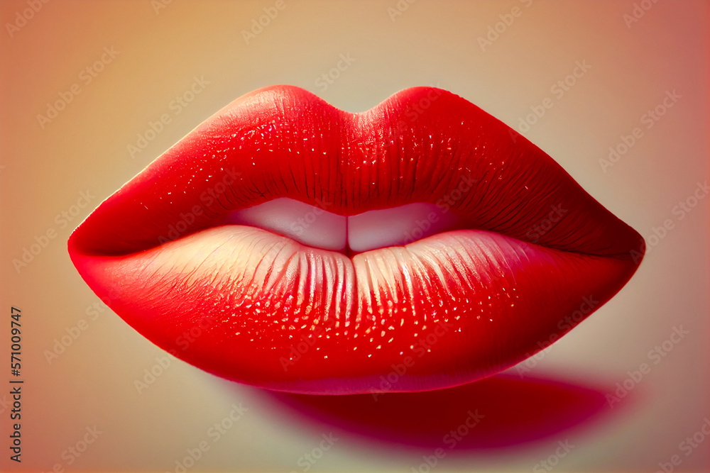 Generative AI abstract render of human lips Stock Illustration | Adobe ...