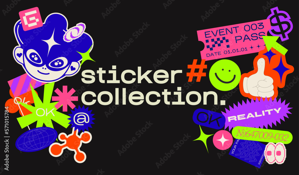 Collection of various patches, labels, tags, stickers, stamps. thanks ...