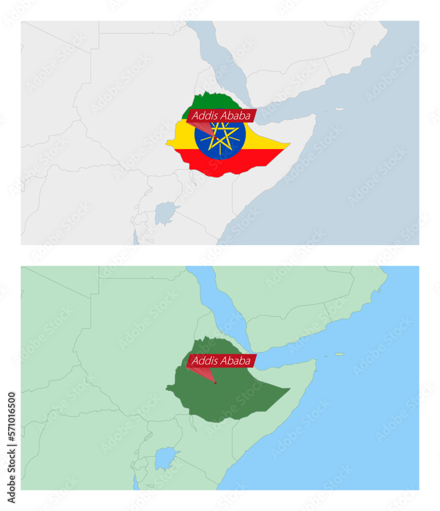 Ethiopia map with neighboring countries