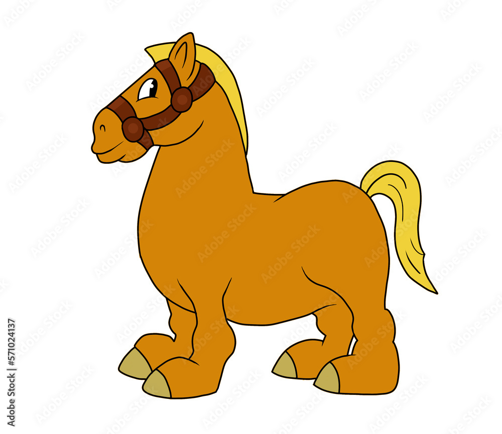 Vintage cartoon style funny horse, comic illustration for children ...