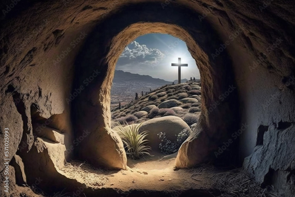jesus cross, ancient cave, in the cave Stock Illustration | Adobe Stock