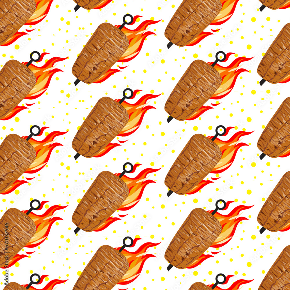 Vetor de Shawarma Kebab pattern fast food. Seamless pattern. Concept of ...
