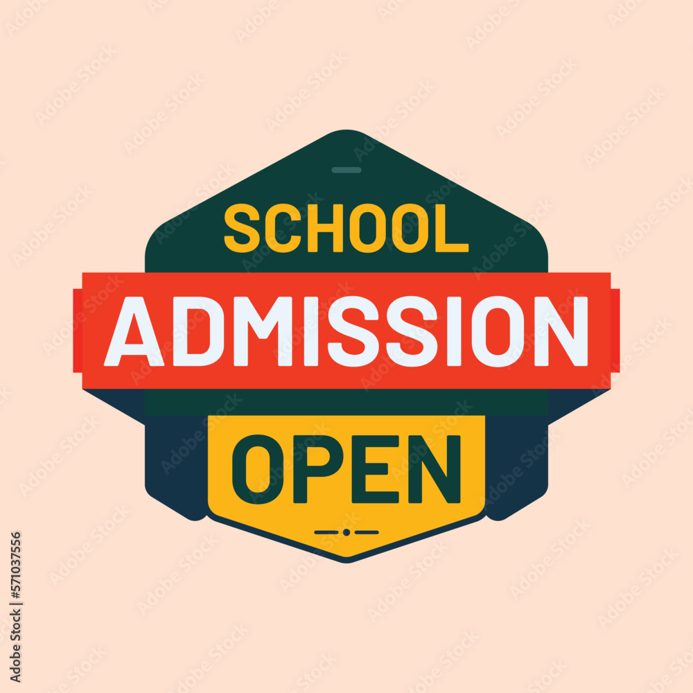 red green school admission open banner sticker label for social media ...