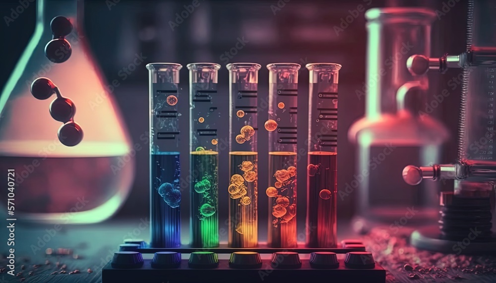 ภาพประกอบสต็อก colorful test tube in rack idea for science theme ...