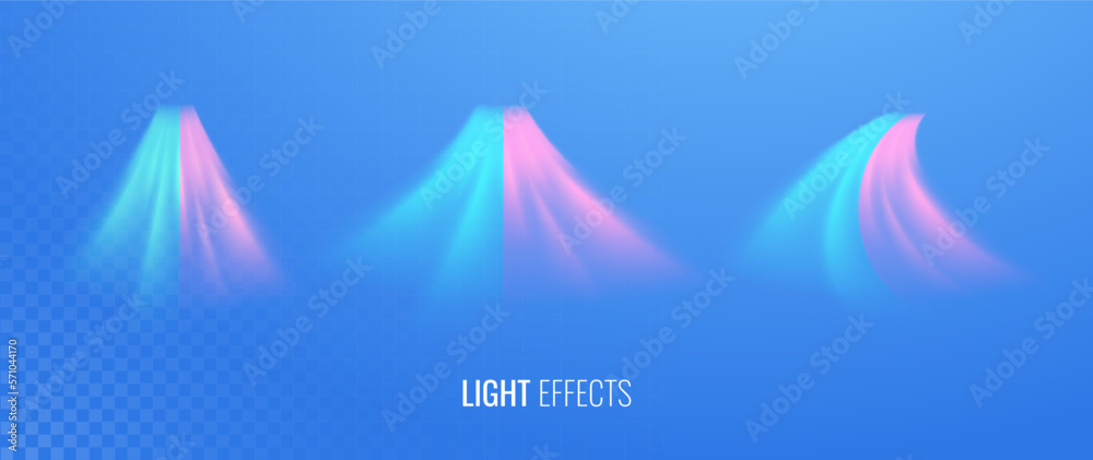 Air flow cold and hot set of vector elements. Abstract light effect ...