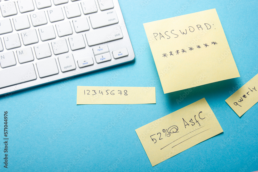 Strong and weak password on pieces of paper. Password security and ...