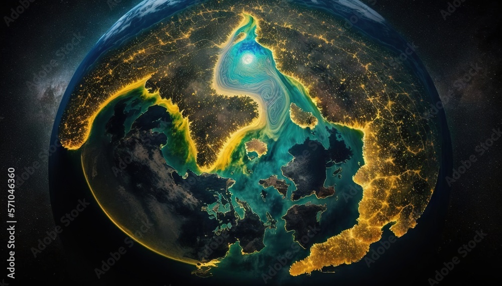 a view of the earth from space showing the landforms and the ocean ...