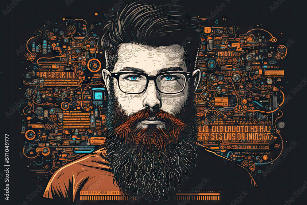programmer with beard who works and implements machine learning methods ...
