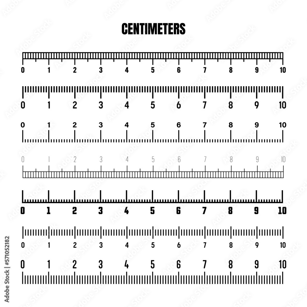 Realistic black centimeter scale for measuring length or height ...