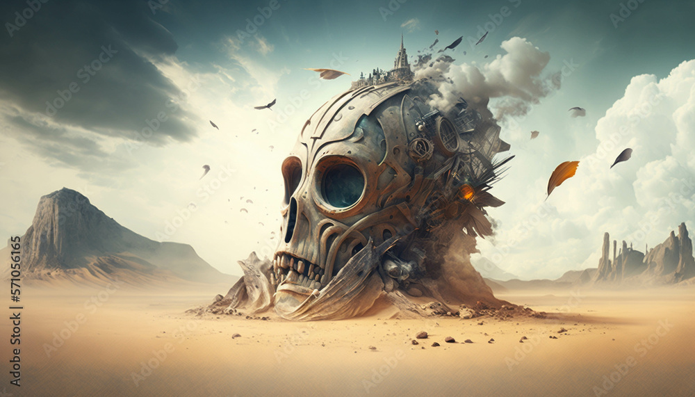 Landscape with a skull - HD Wallpaper Stock Illustration | Adobe Stock