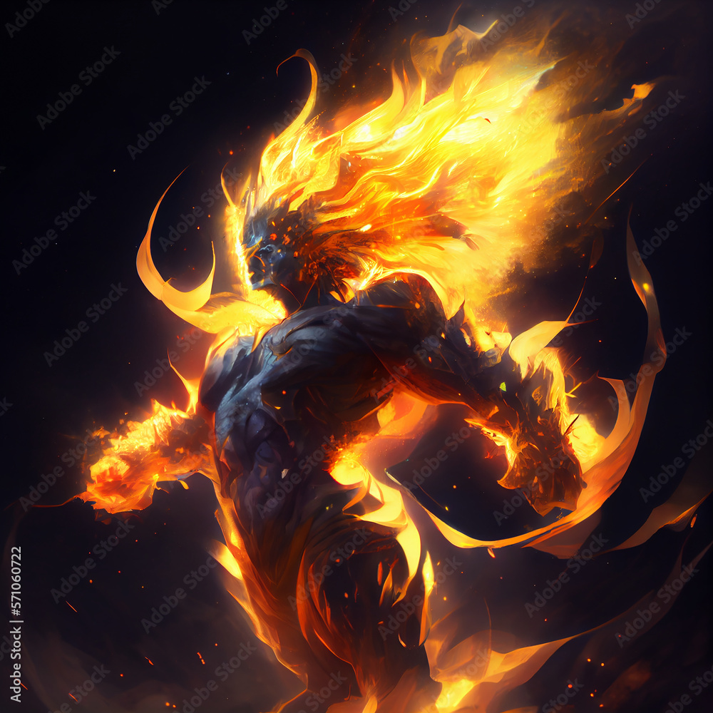 Sun god elemental fury generative ai Stock Illustration | Adobe Stock