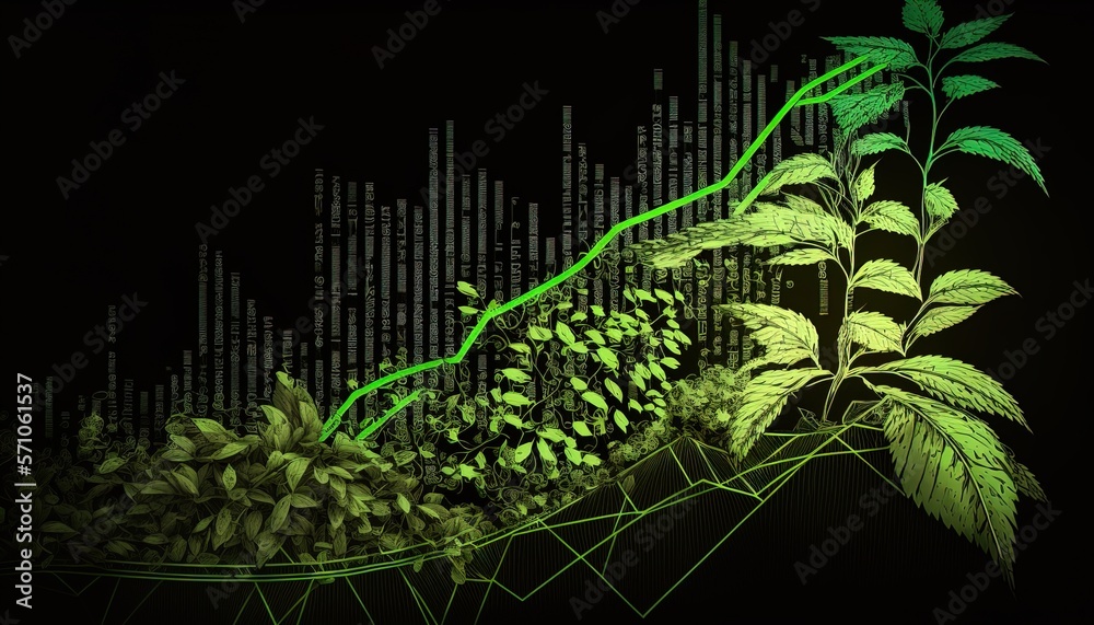 Green ESG SRI stock chart, growth curve, graph, uptrend, chart ...