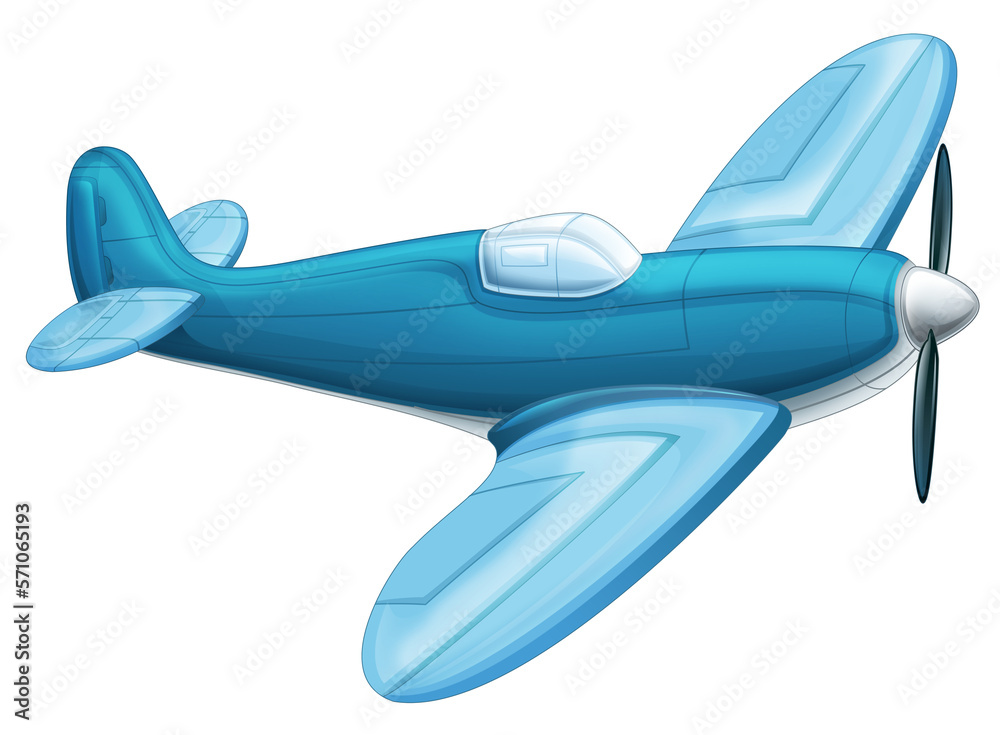 cartoon traditional plane with propeller flying illustration for ...