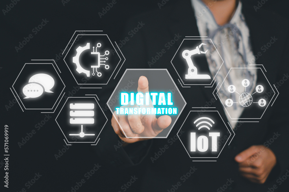 Digital transformation and digitalization technology concept, Young ...