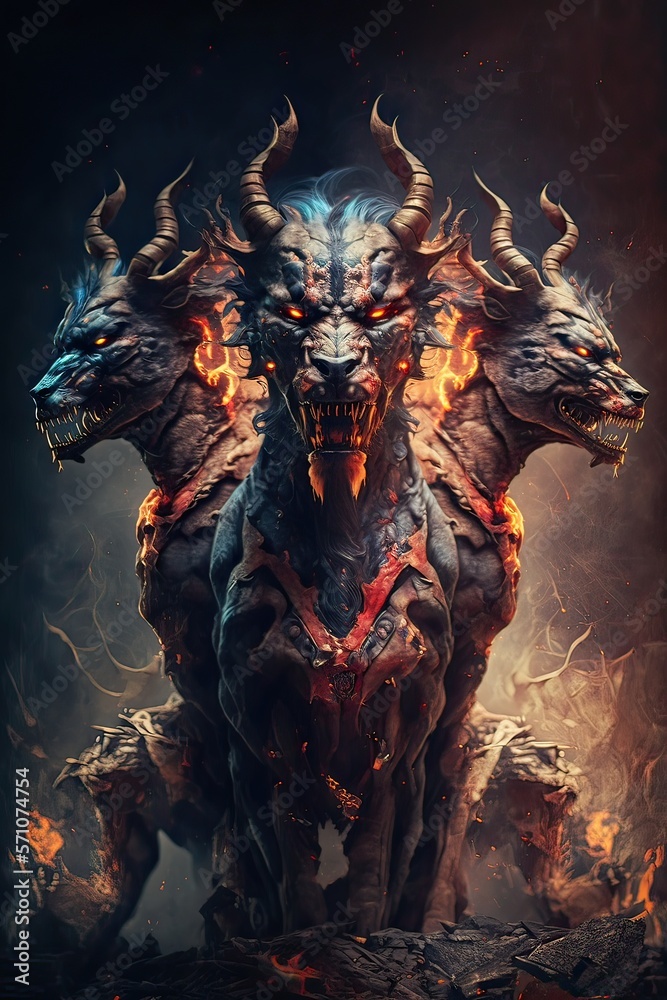 Cerberus, the hound of Hades, from Greek mythology is the guardian to ...